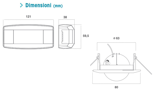 DICROMAT + CR Rivelatore di presenza da incasso, rilevamento: angolo ...
