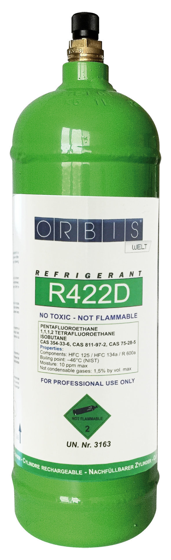 Gas R 422 D Bombola gas capacità 1 Litro - ORBIS OB576121 - Orbis Italia