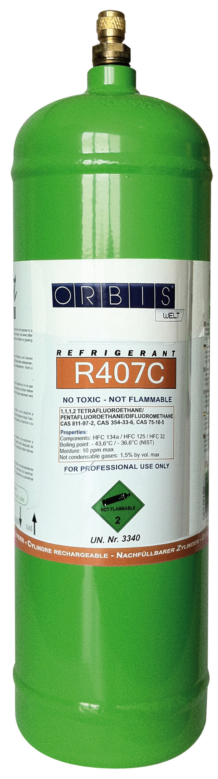 Gas R 407 C Bombola gas capacità 2,5 Litri - ORBIS OB576127 - Orbis Italia